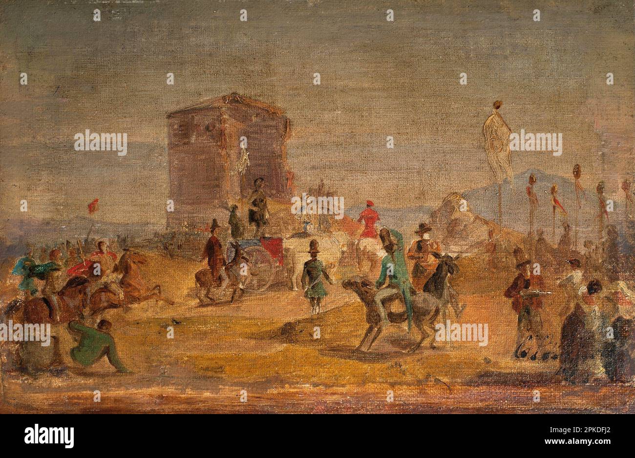 Cervara-Fest in der Campagna (study) circa 1840-1842 by Carl Steffeck ...