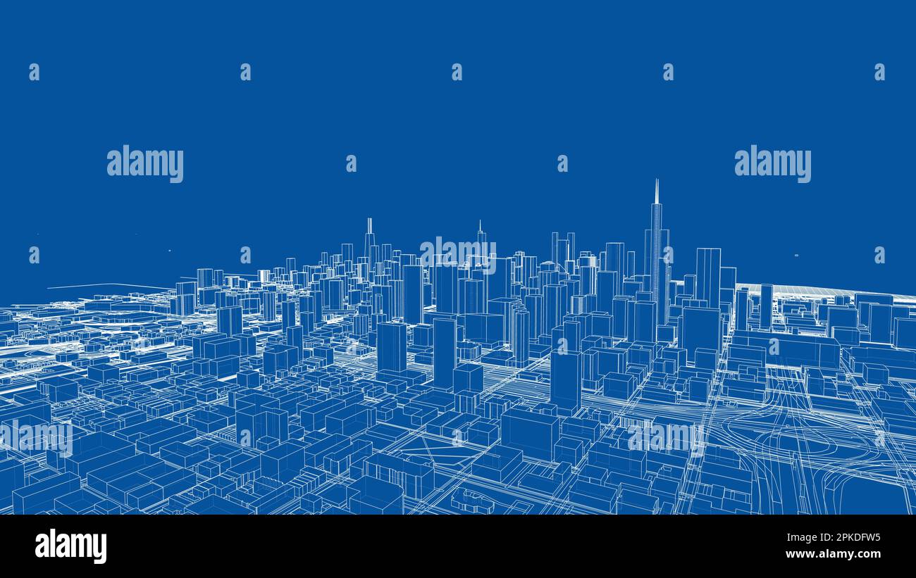 Outline City Concept Vector Wire Frame Style Stock Vector Image And Art Alamy