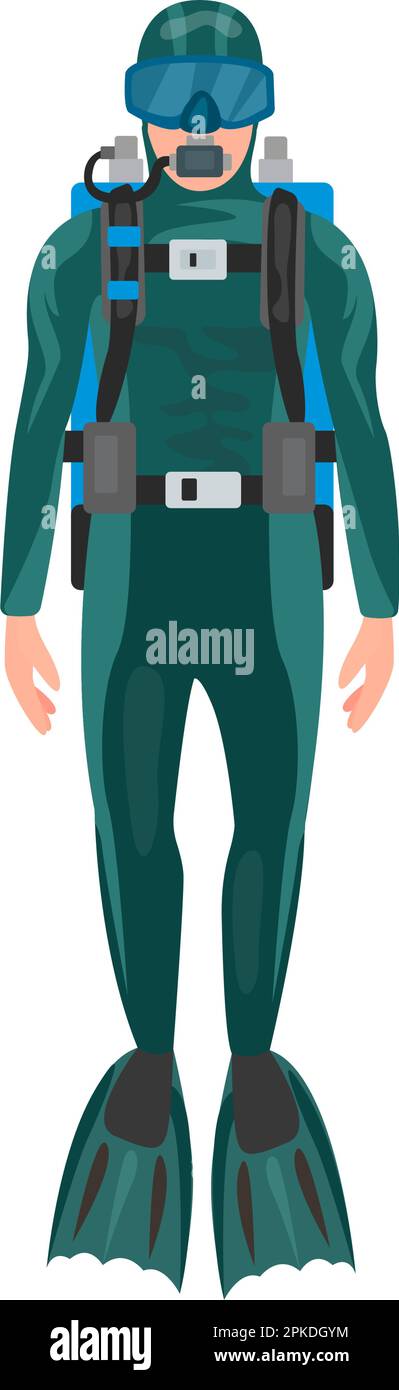 Scuba diver illustration in color cartoon style. Editable vector ...