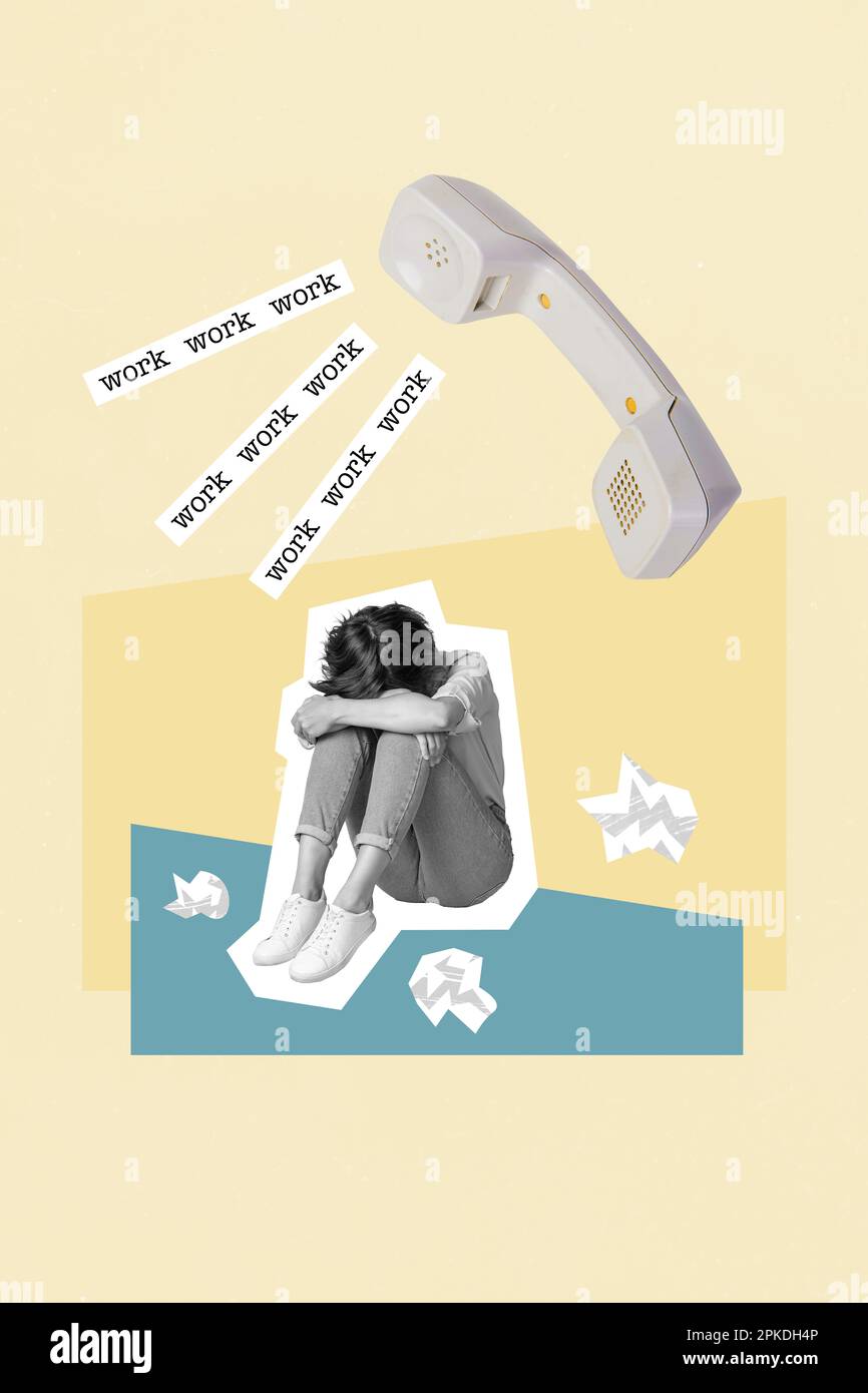 Image picture drawing collage of exhausted desperate employee answer ...