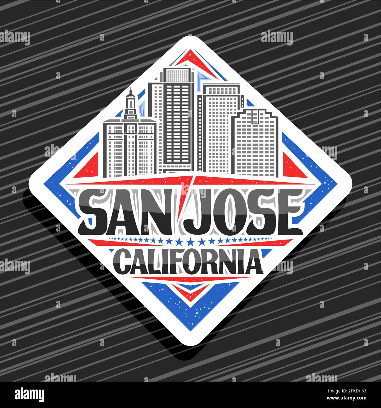 Vector logo for San Jose, white rhombus road sign with line ...
