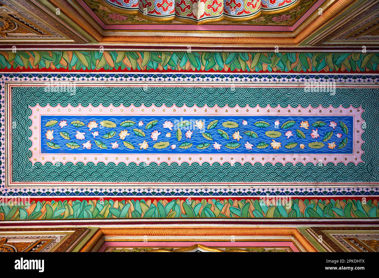 Colourful ceiling painting on the inner wall of Patrika Gate, located ...