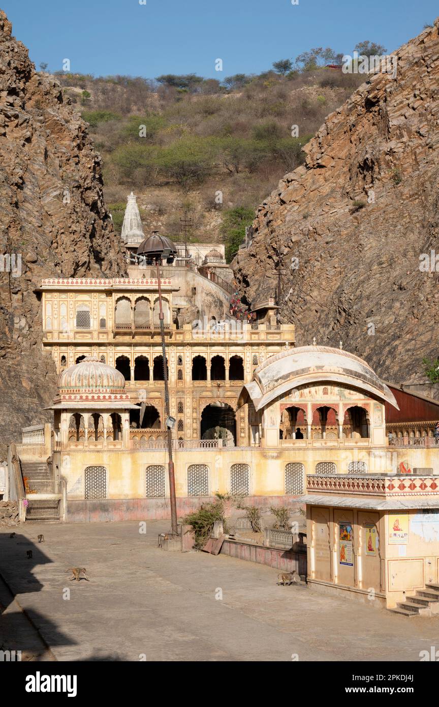 Galtaji Mandir, an ancient Hindu pilgrimage, built within a mountain ...