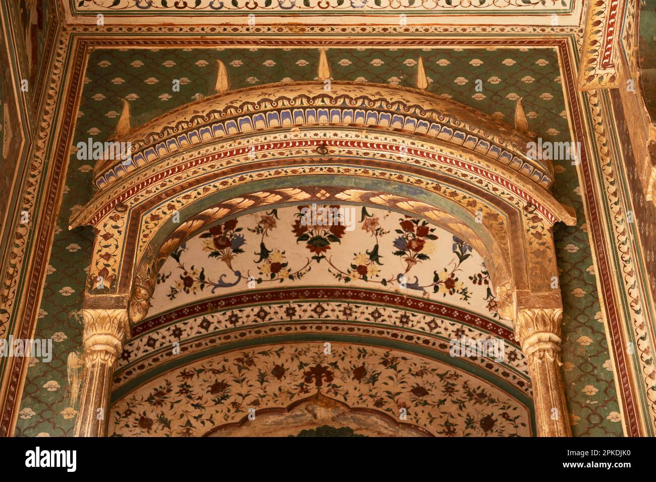 Colourful painting on the inner wall of Shri Sitaramji Mandir, situated ...