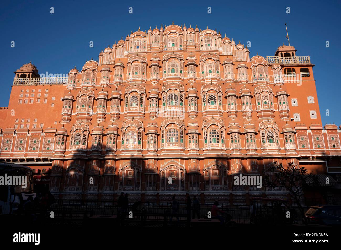 Exteriors of the Hawa Mahal or Wind Palace, built from red and pink ...