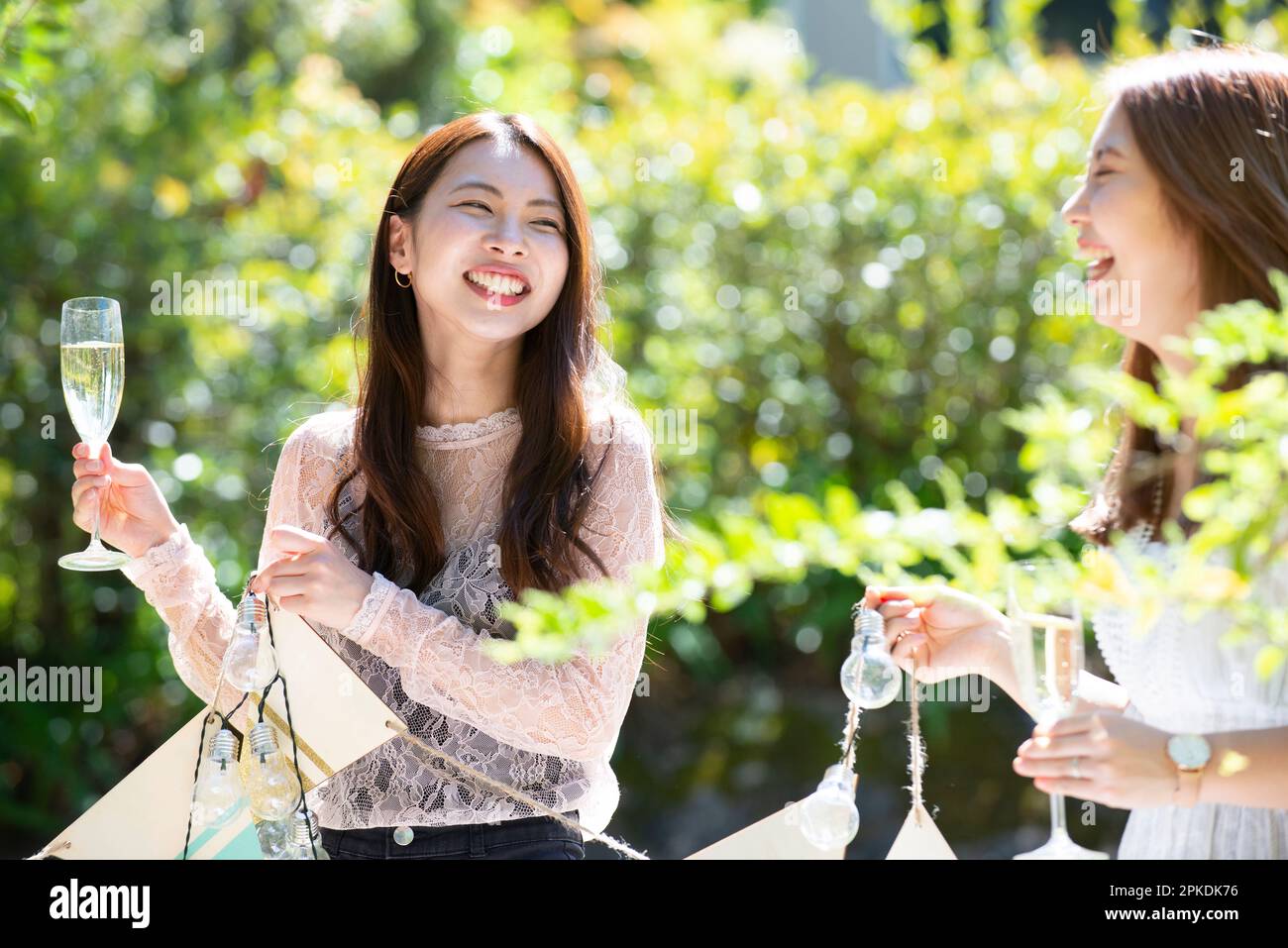 Women decorating for a garden party Stock Photo - Alamy
