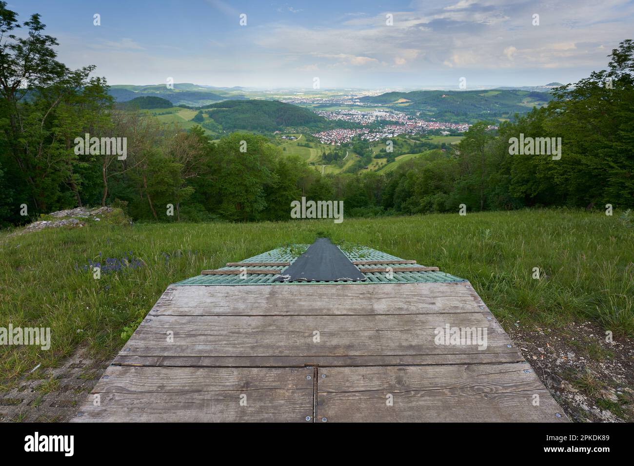 Launch ramp for paragliders and hang gliders. In the valley is the city ...