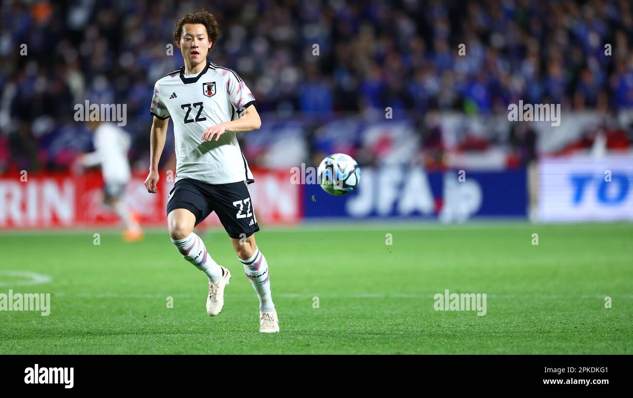 Japan's Ayumu Seko during the KIRIN Challenge Cup 2023 match between Japan 1-2 Colombia at ...