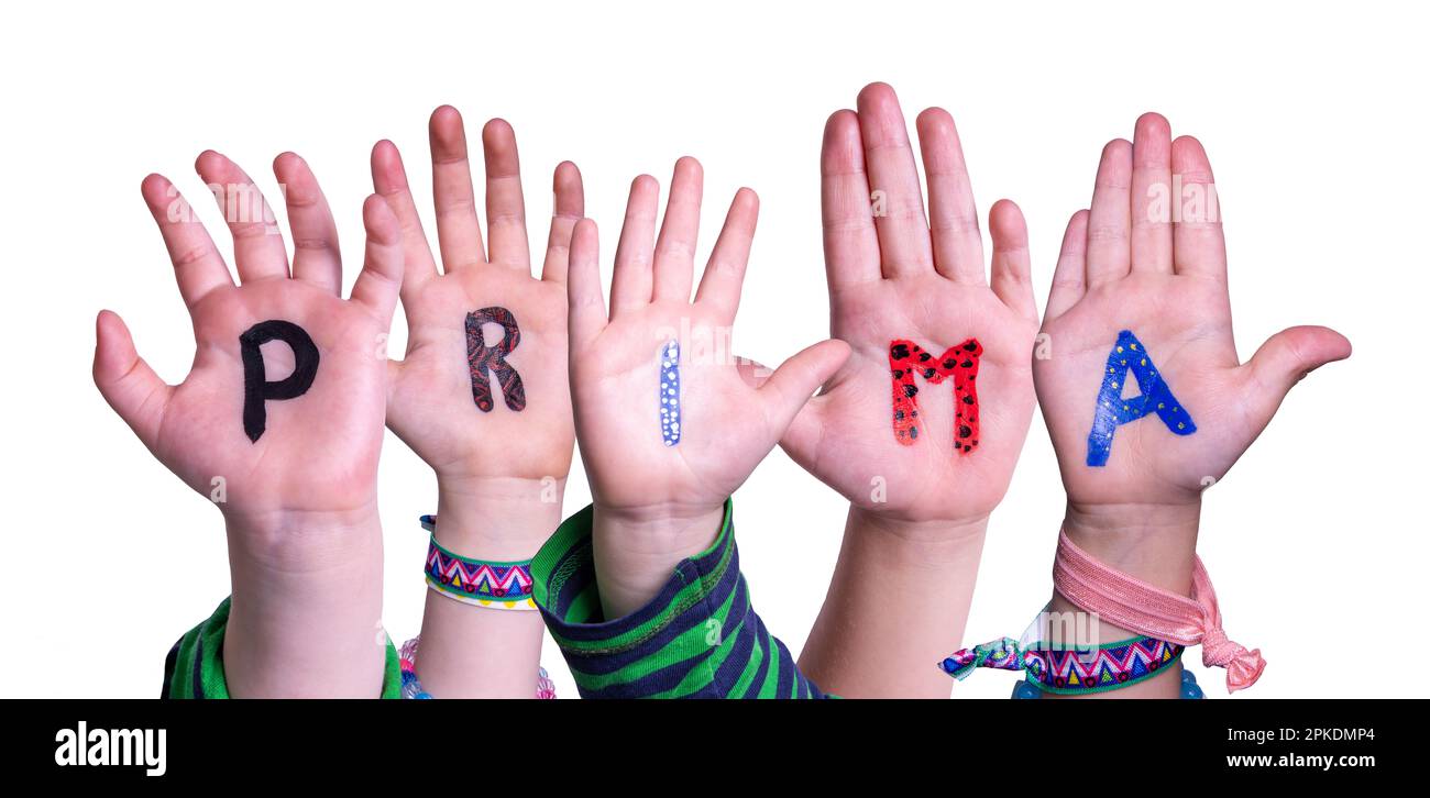 Children Hands Building Word Prima Means Super, Isolated Background ...