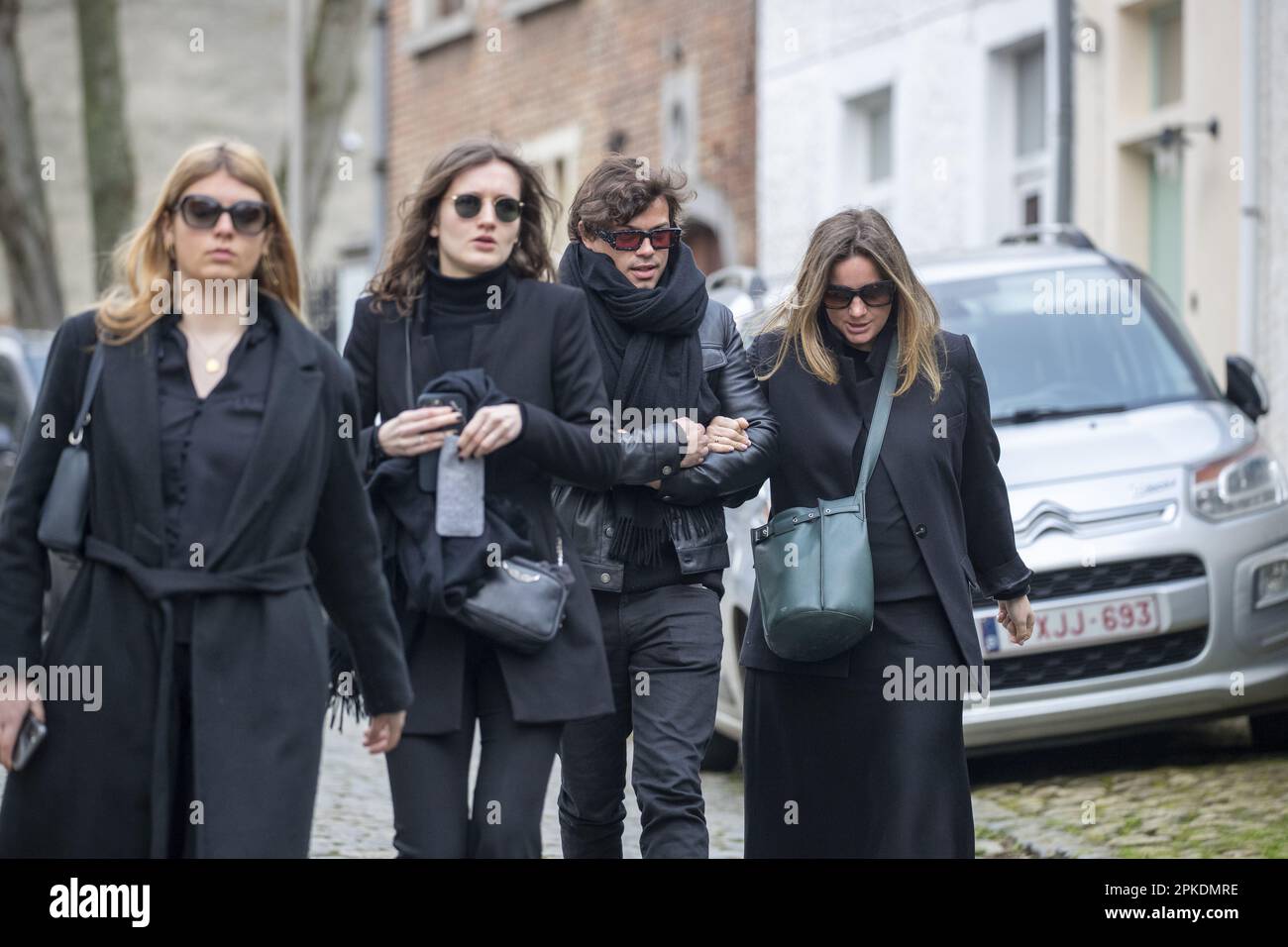 Lasne, Belgium. 07th Apr, 2023. Relatives and friends arrive for the ...