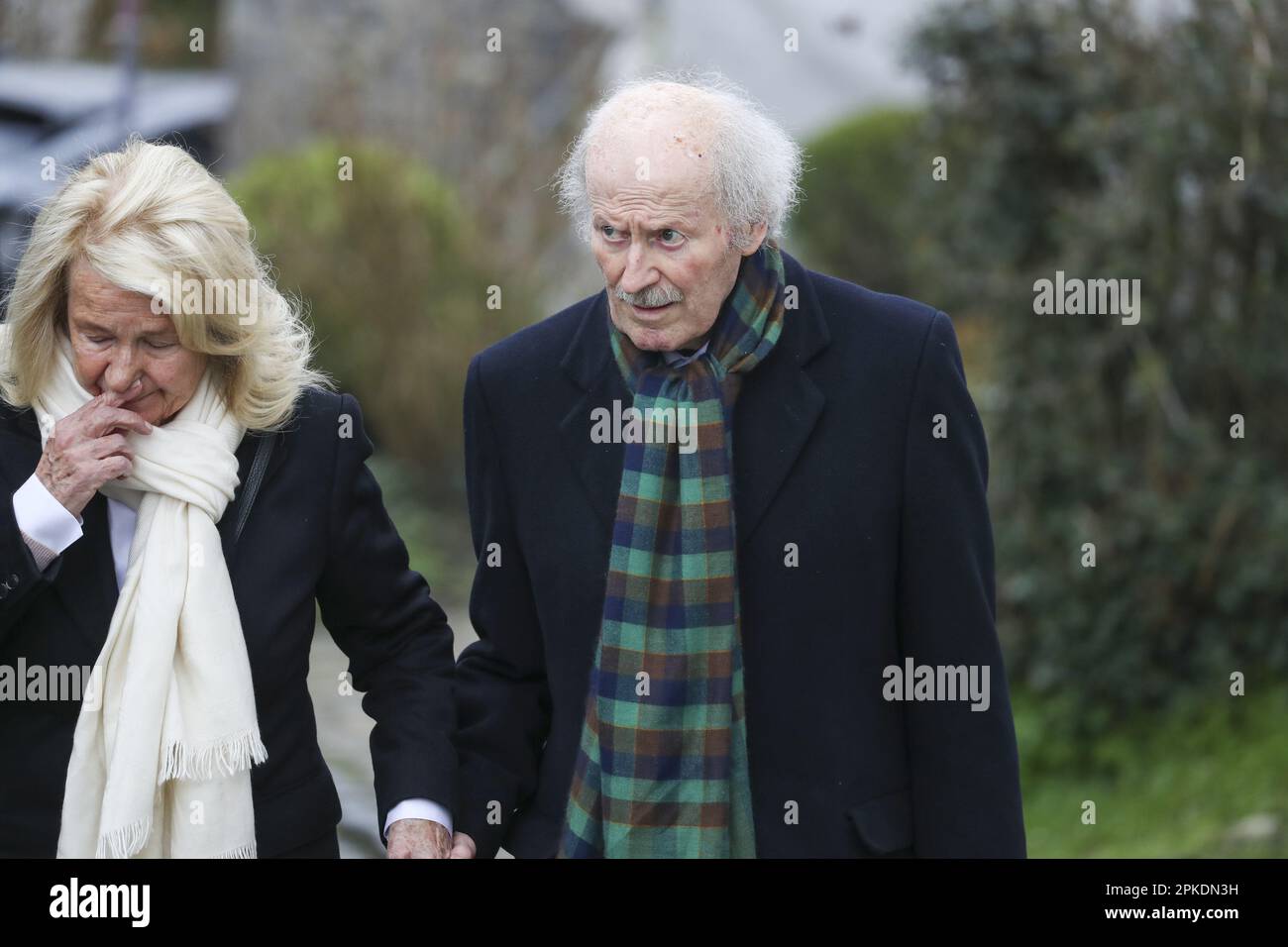 Lasne, Belgium. 07th Apr, 2023. Relatives and friends arrive for the ...