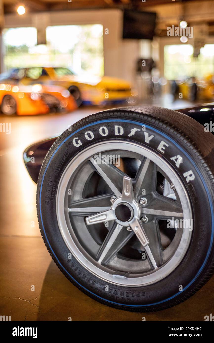 A Goodyear tire in an illuminated car showroom Stock Photo - Alamy