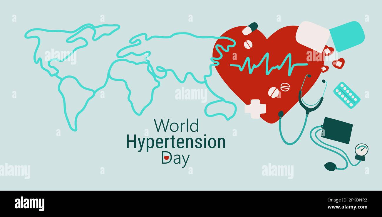 World Hypertension day illustration illustration with heart symbol and ...