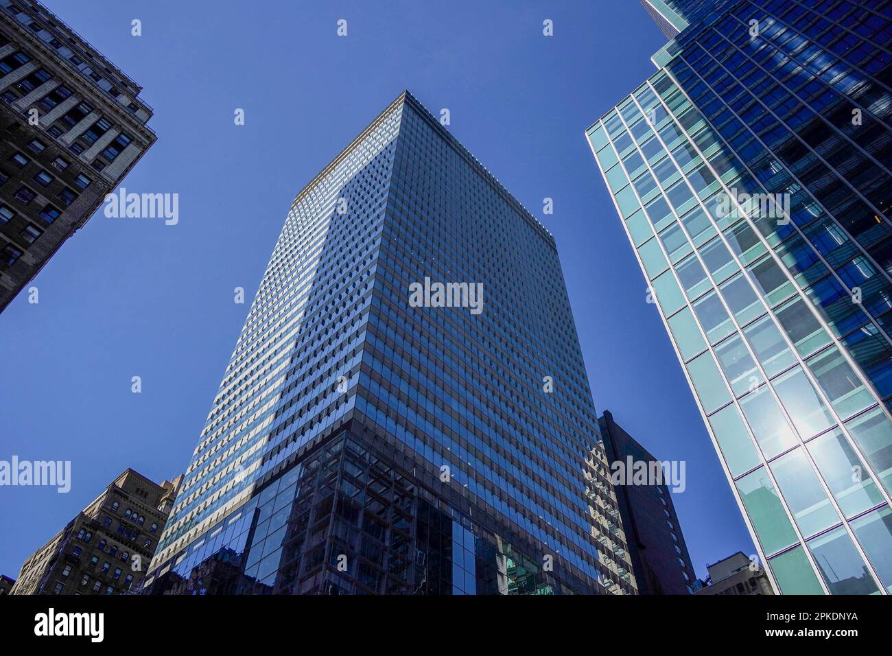 new york city manhattan skyscrapers view from the street to the top of ...