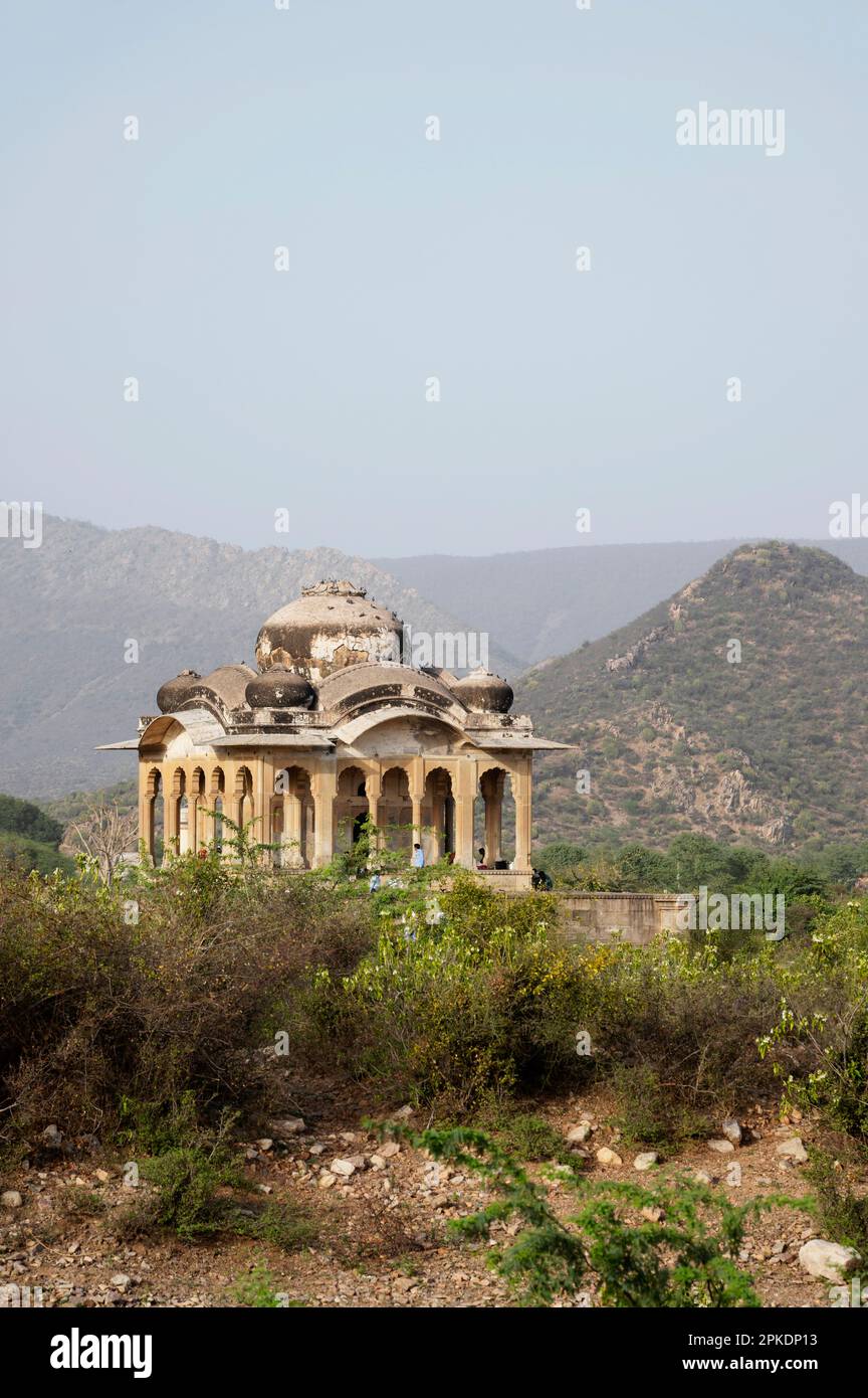 Ruins of an old tomb near the Bhangarh Fort, is a 16th-century fort ...