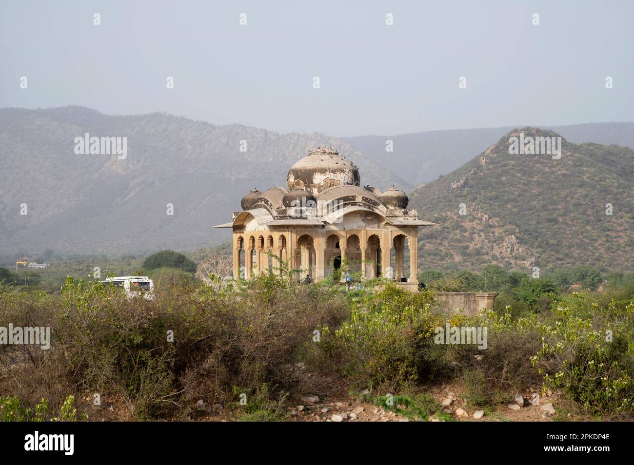 Ruins of an old tomb near the Bhangarh Fort, is a 16th-century fort ...