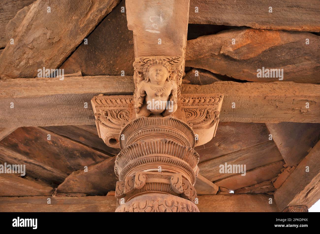 Carved idols on the inner pillar of Harshnath Temple, an ancient Hindu ...