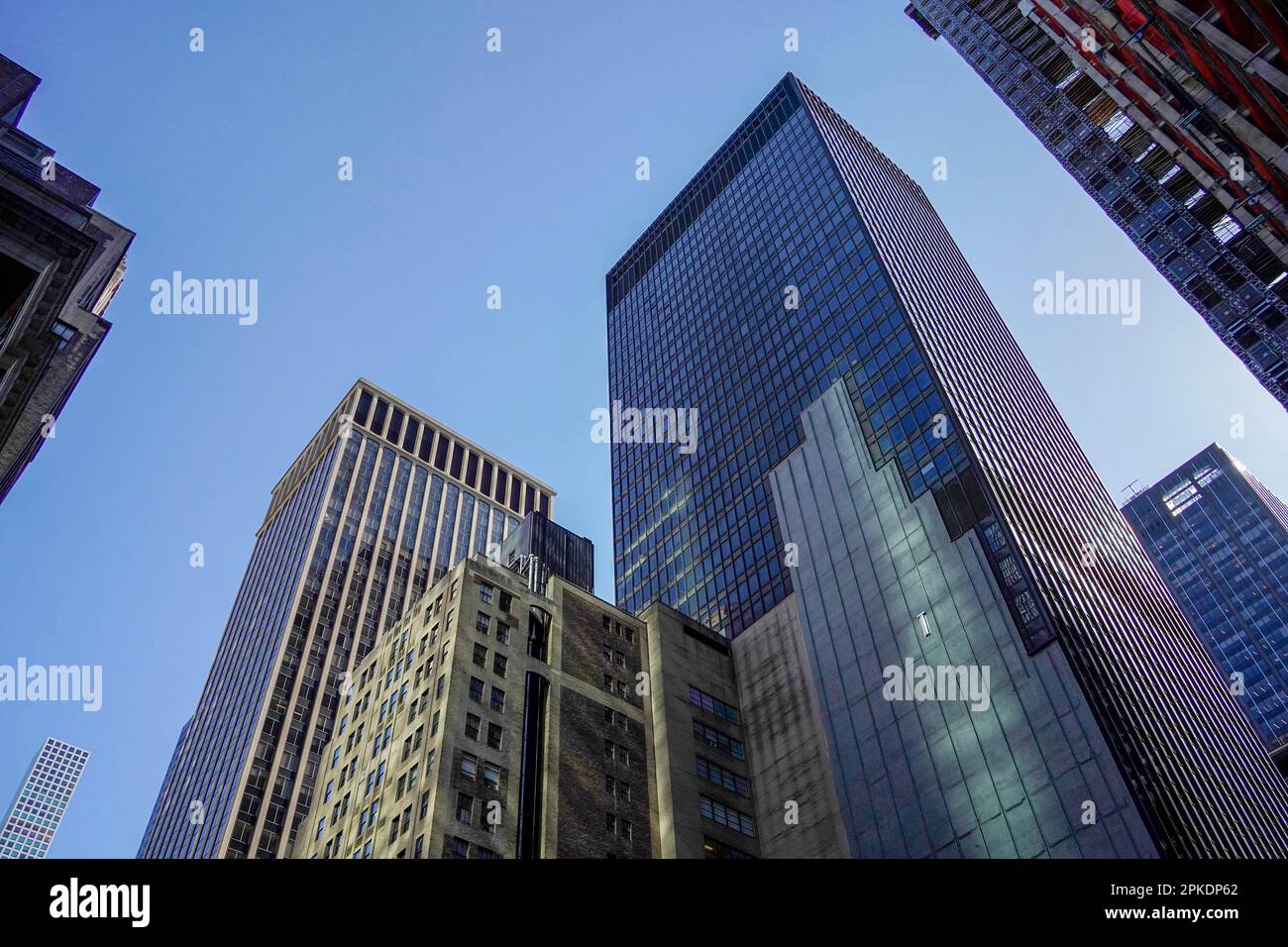 new york city manhattan skyscrapers view from the street to the top of ...