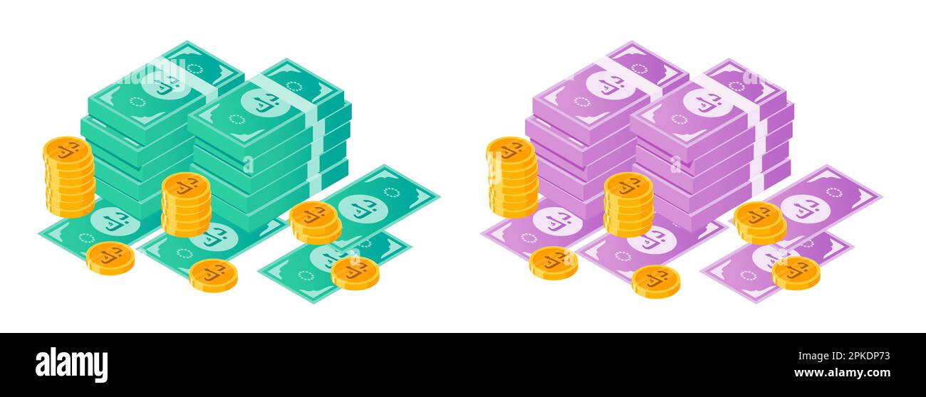 Korean Won Money Bundle and Coins Stock Vector Image & Art - Alamy