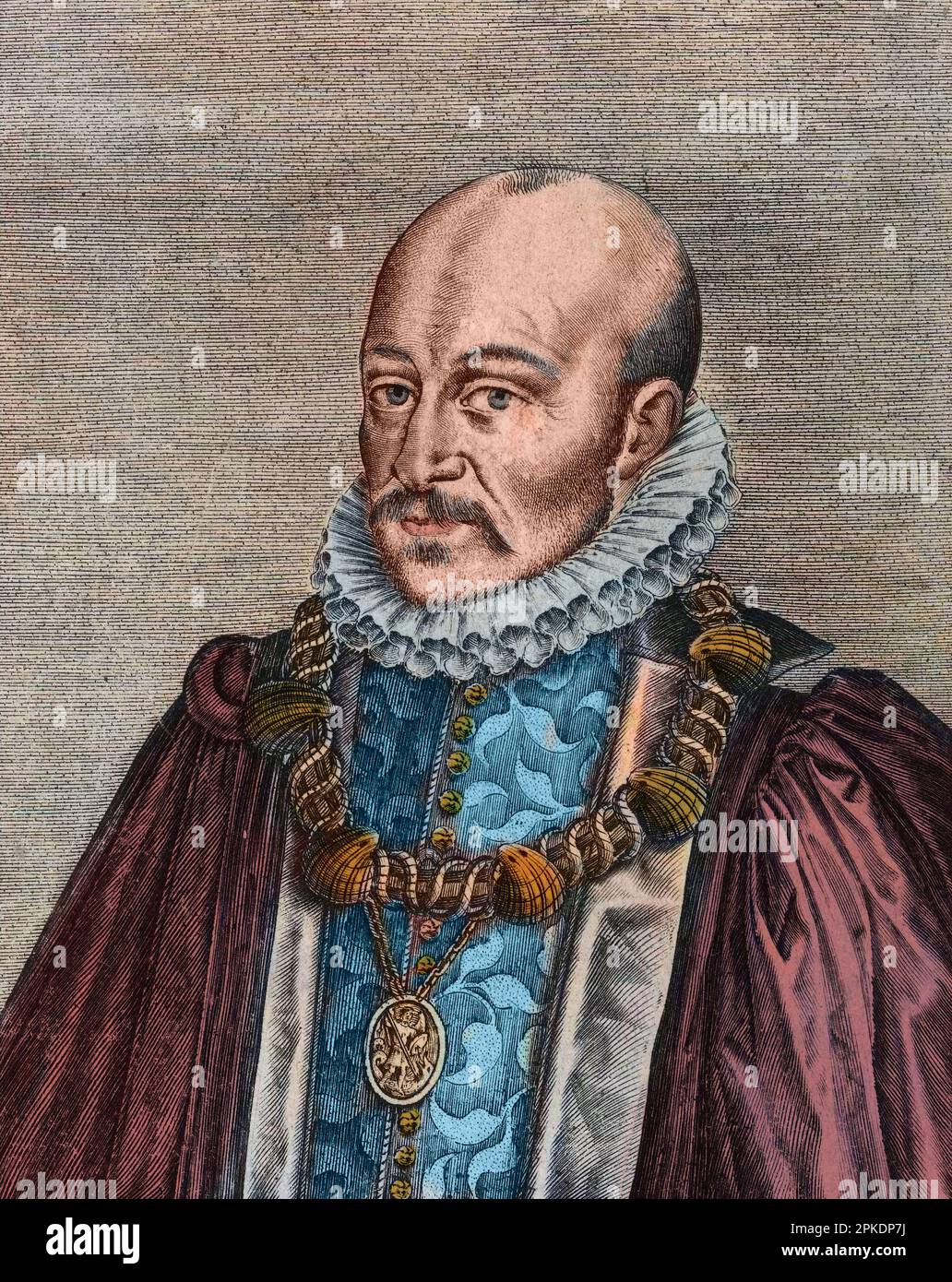 Portrait de Michel Eyquem de Montaigne (1533-1592) gravure d'apres ...