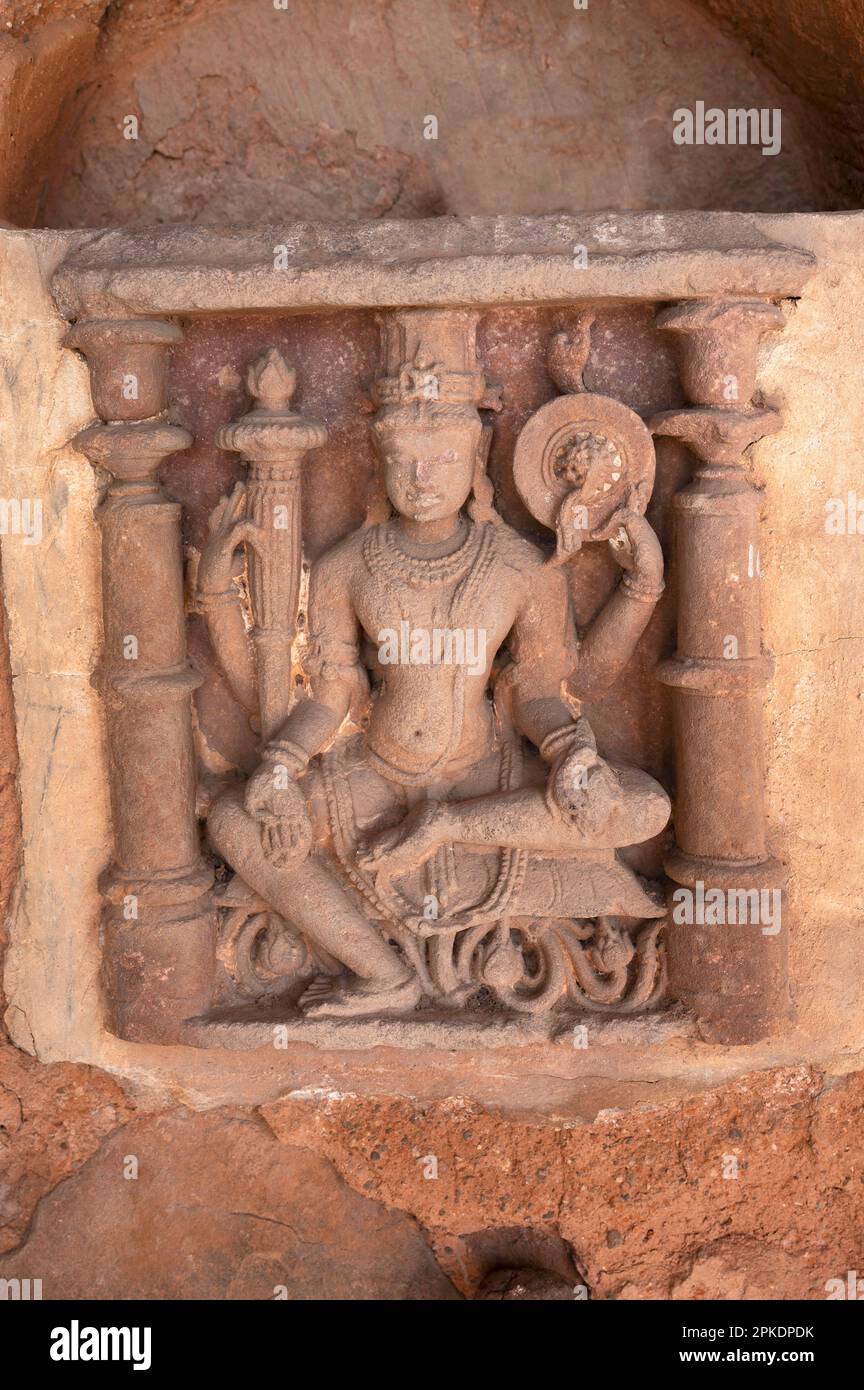 Carved idols on Harshnath Temple, an ancient Hindu temple dedicated to ...