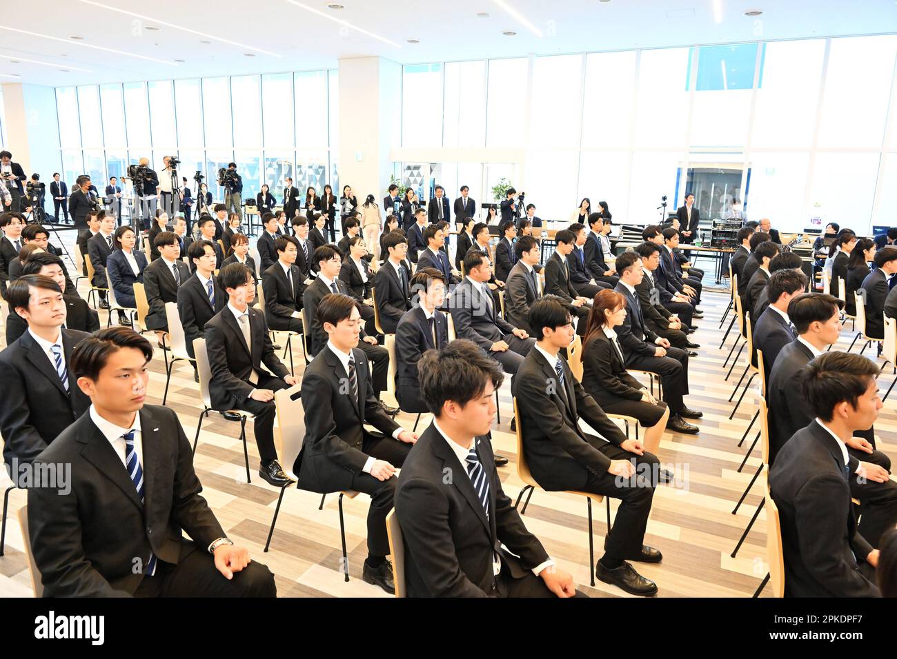New employees attend the ANA Group entrance ceremony held at the ANA ...