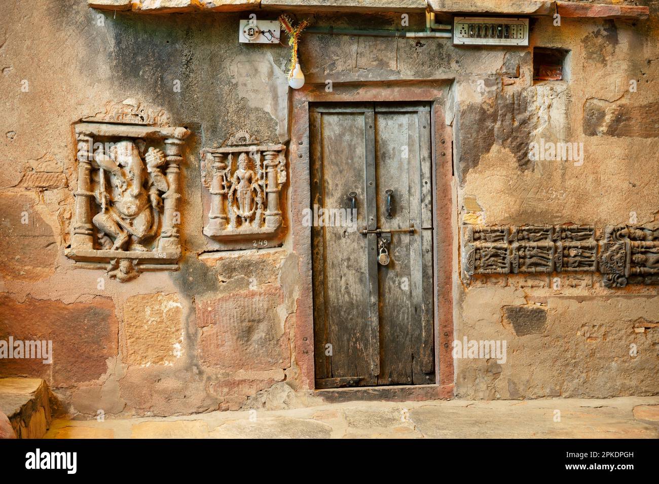 Carved idols in the Harshnath Temple, an ancient Hindu temple dedicated ...