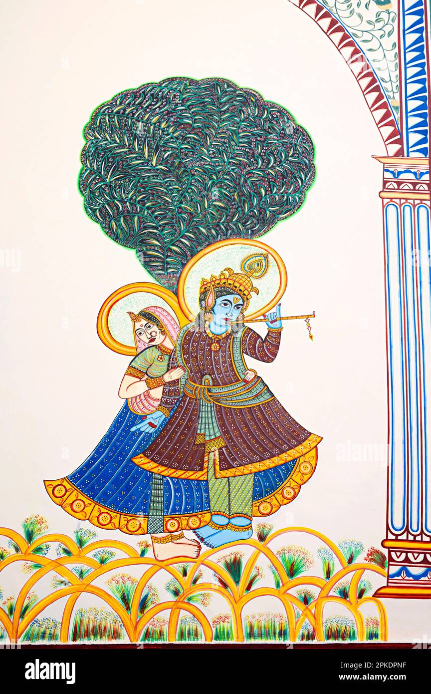 Freshly re-painted Haveli in Shekhawati, decorated with painted ...