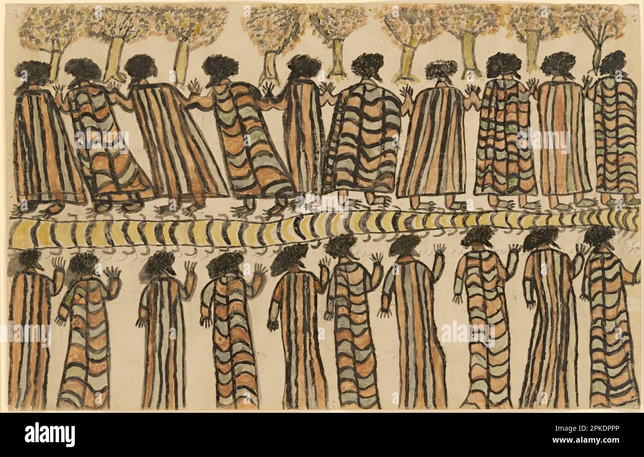 Figures in possum skin cloaks 1898 by William Barak Stock Photo - Alamy