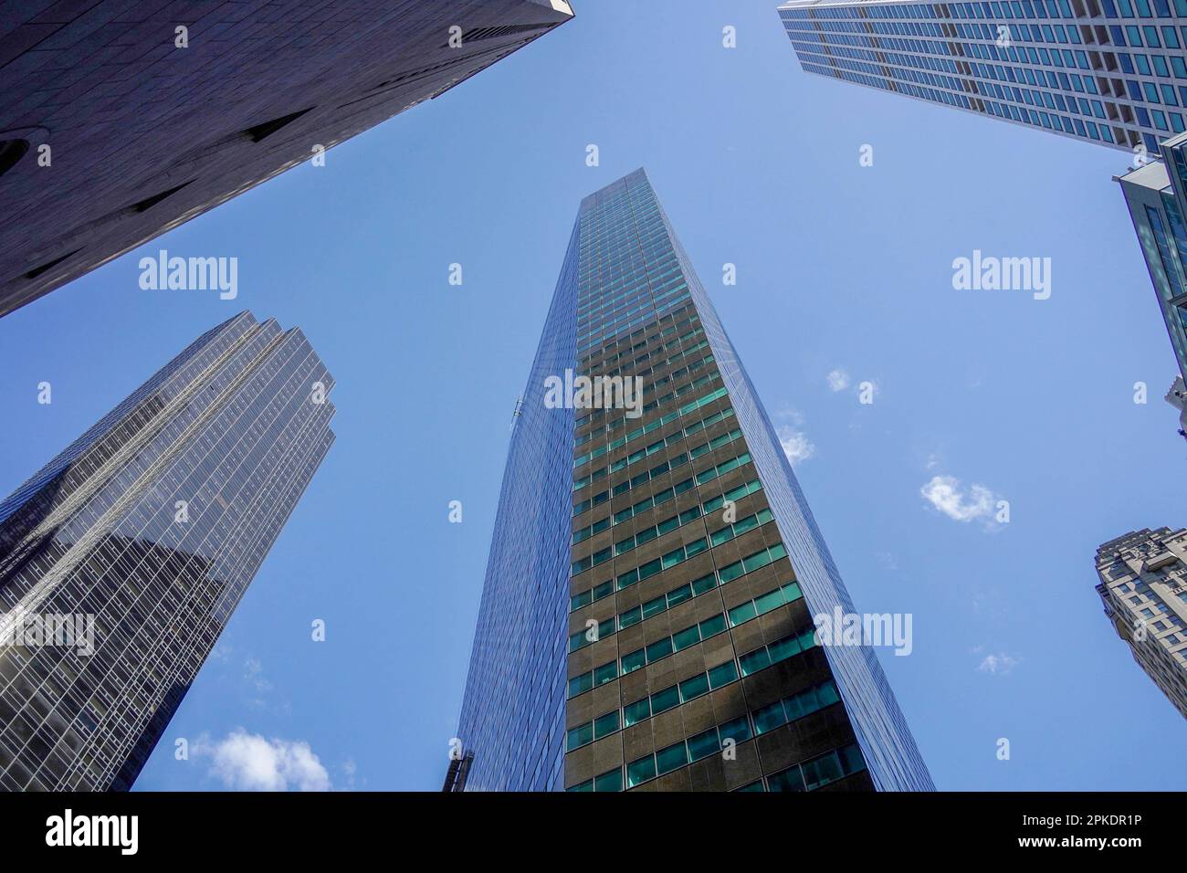 new york city manhattan skyscrapers view from the street to the top of ...