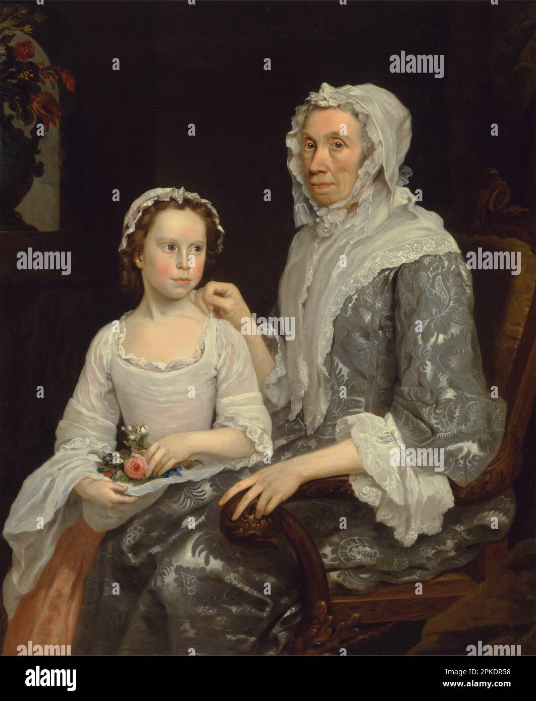 Portrait of an Elderly Lady and a Girl 1747 by George Beare Stock Photo ...