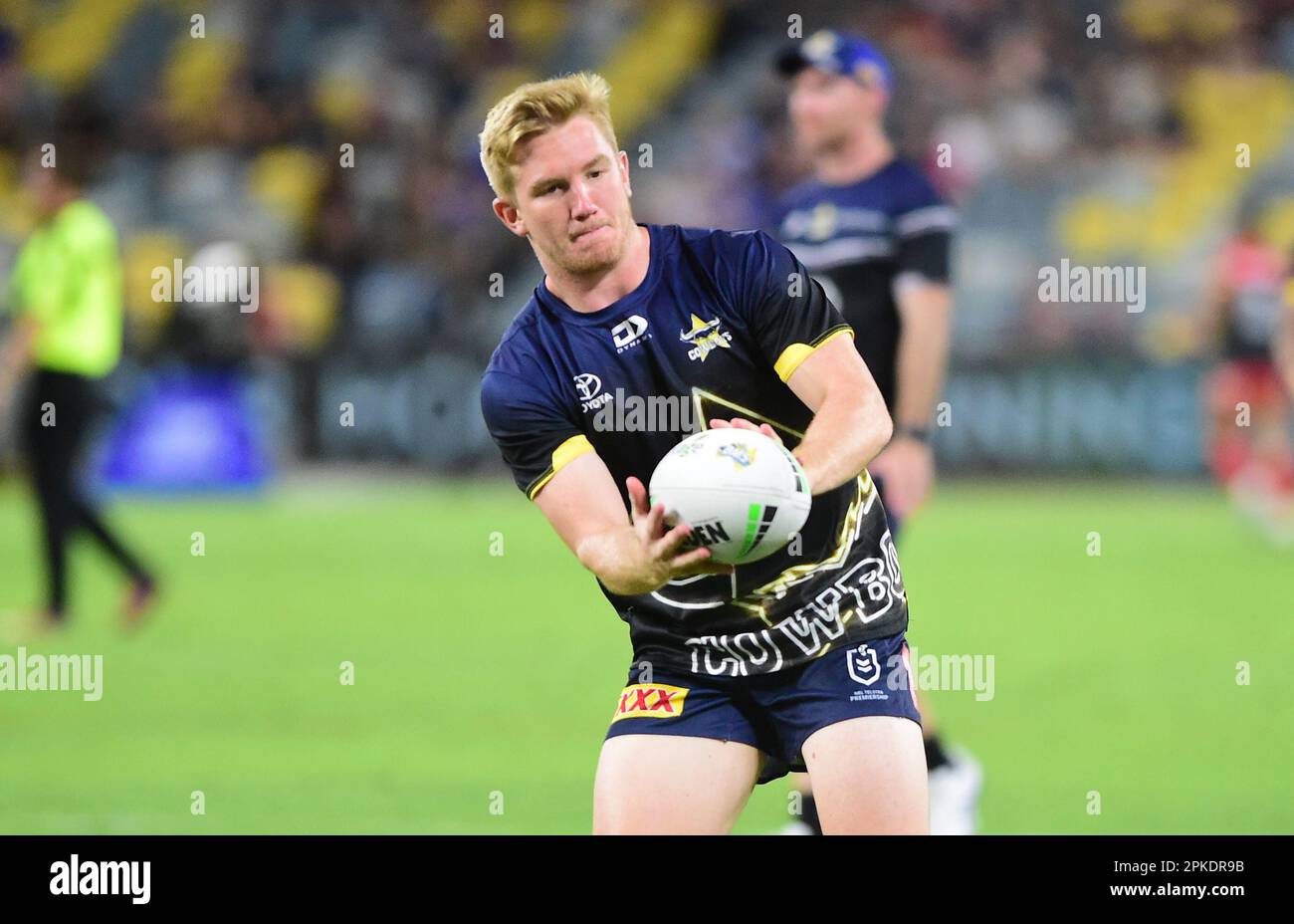 Tom Dearden of the Cowboys warms up during the NRL Round 6 match ...