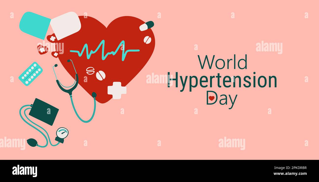 World Hypertension day illustration illustration with heart symbol and ...
