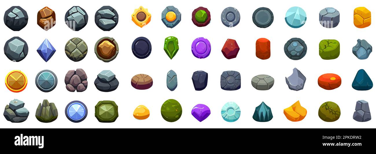 set vector illustration of ui gem stones isolated on white background ...