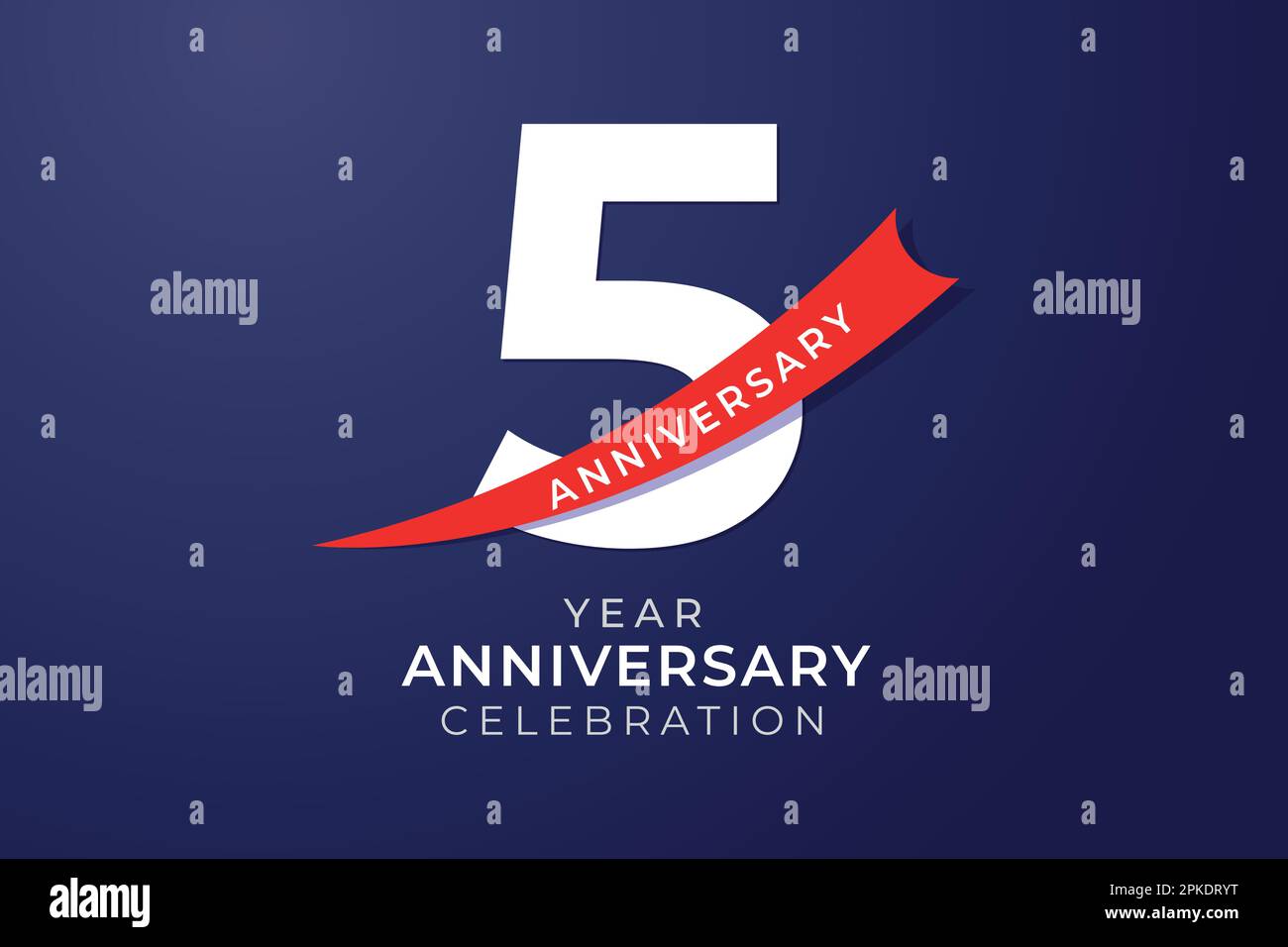 5th anniversary celebration with white number and red ribbon ...