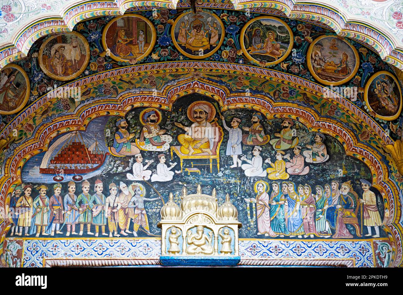 Colourful painting on a ceiling of an entrance gate of Dr. Ramnath ...