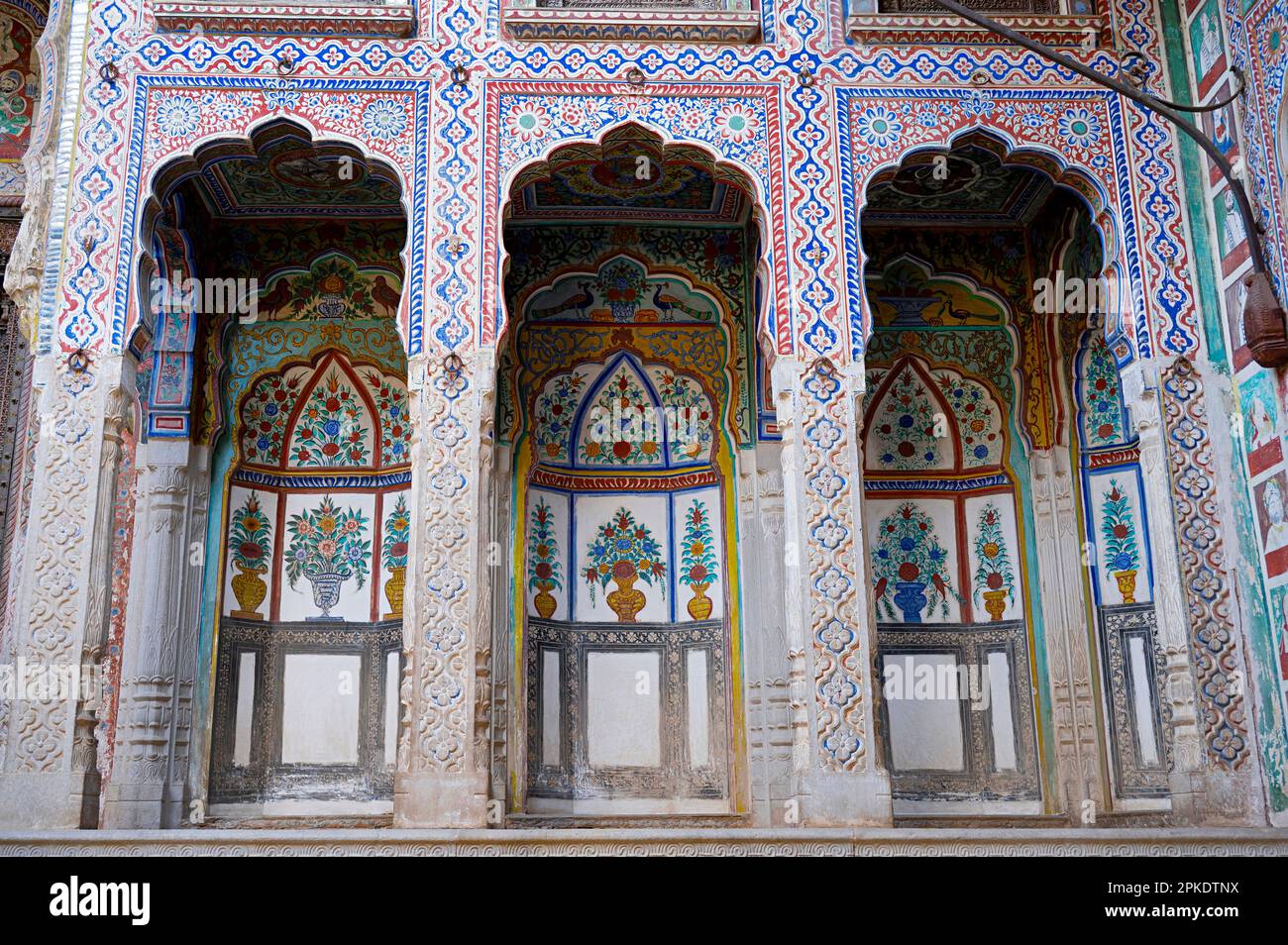 Colourful paintings on the inner wall of Kamal Morarka Haveli Museum in ...