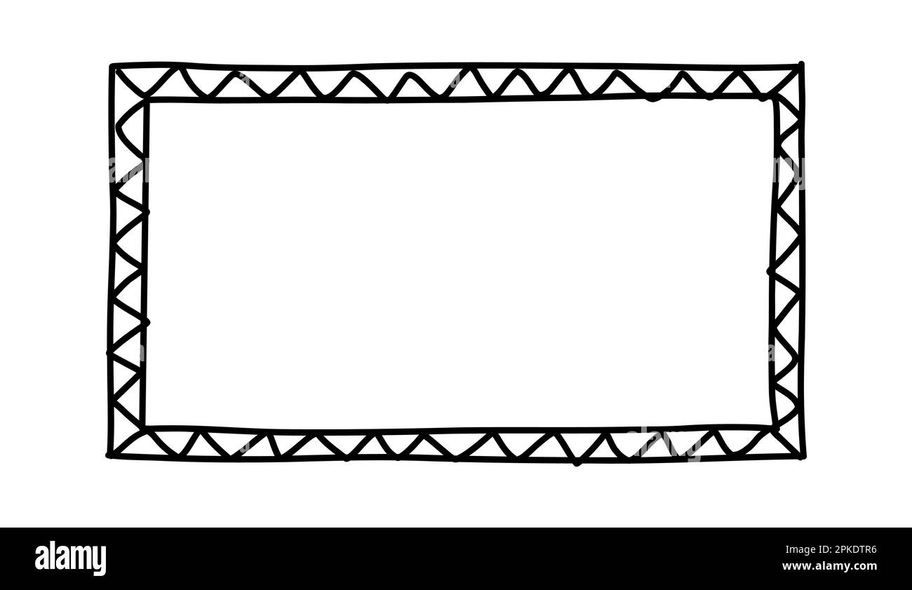 Doodle frame. Rectangle hand drawn border. Squared ornament frame for ...