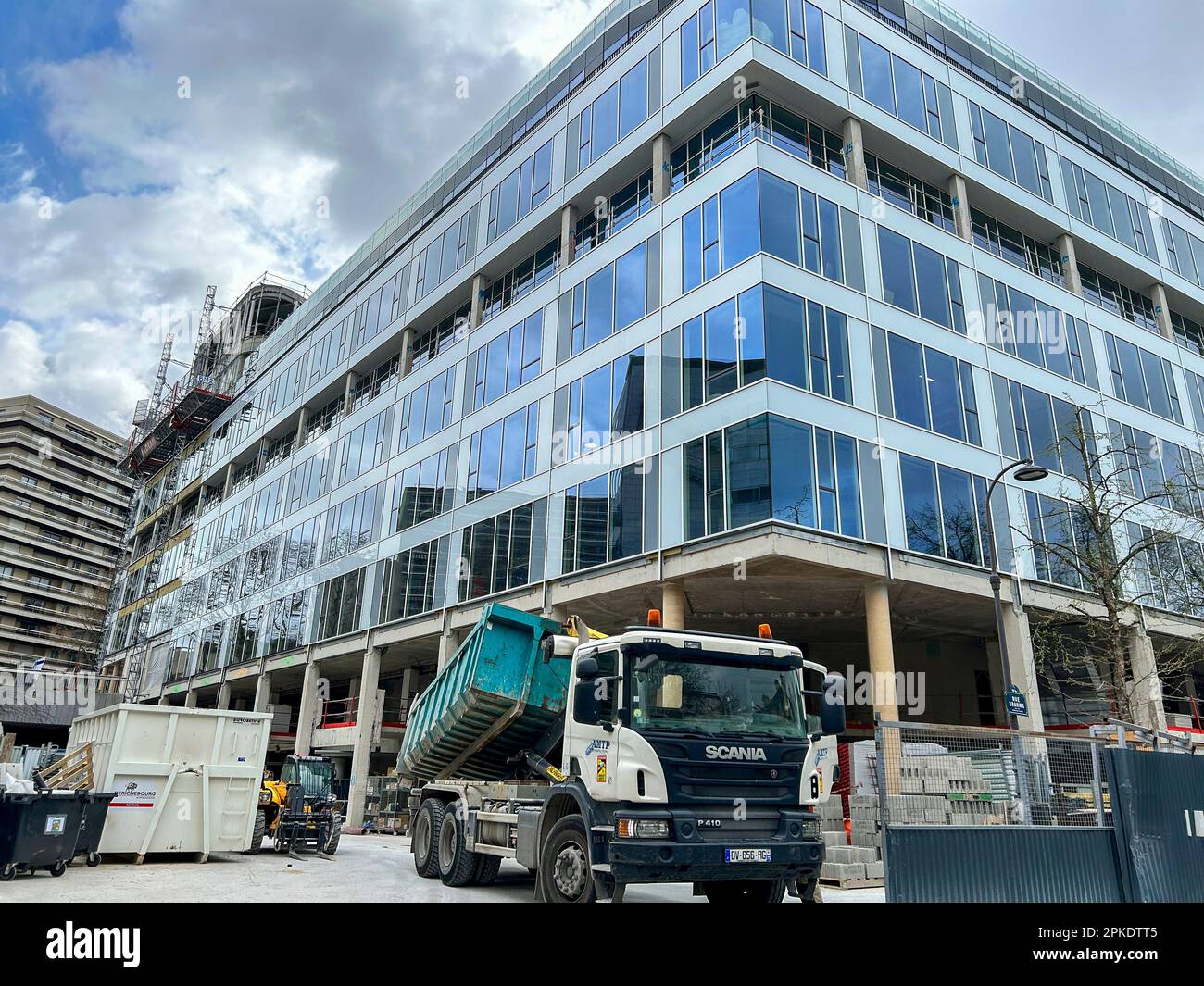 Paris, France, Construction Site, Green Office Building Modern ...