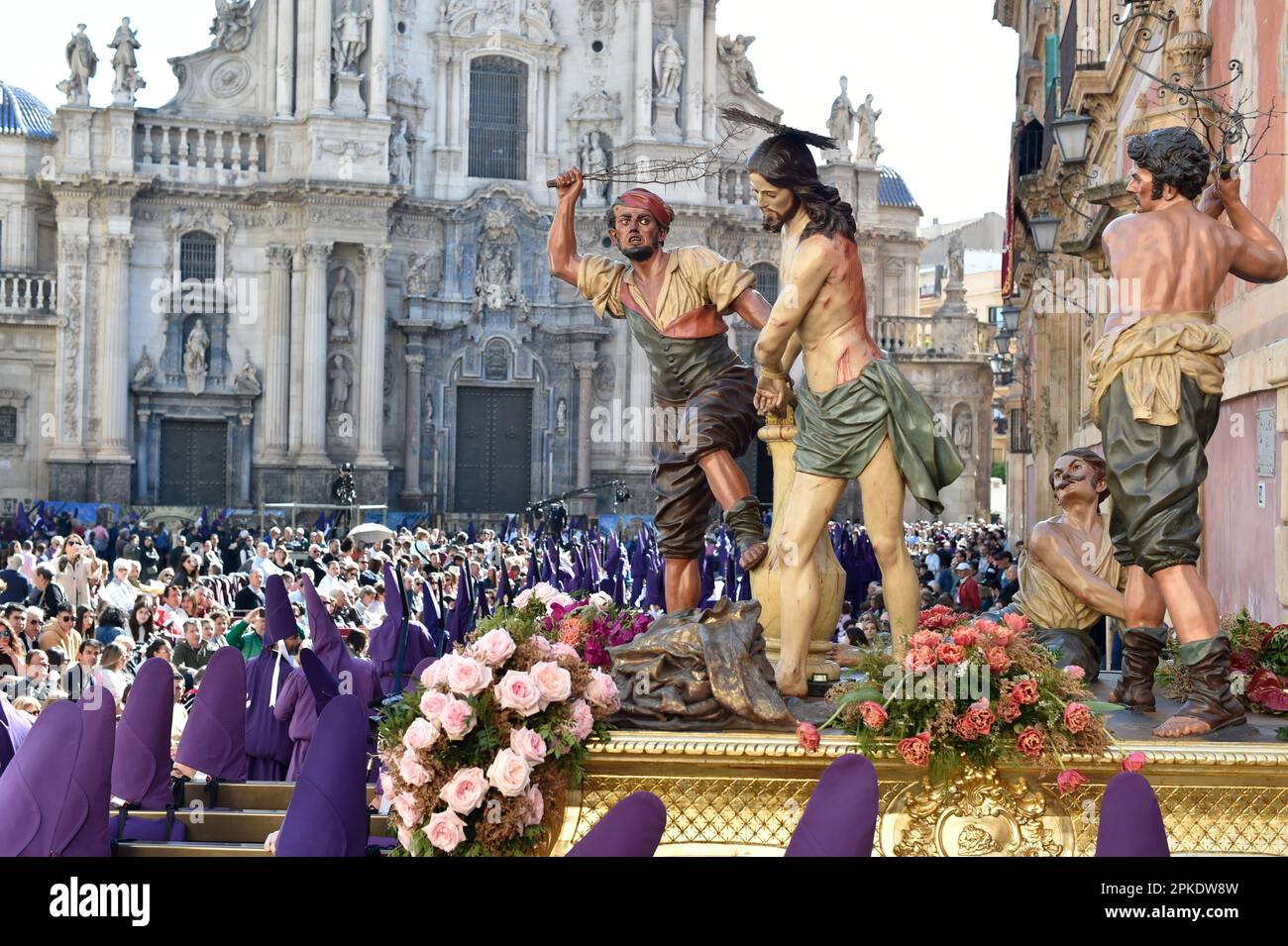 Passage with a Christ being scourged during the first of the Biblical ...