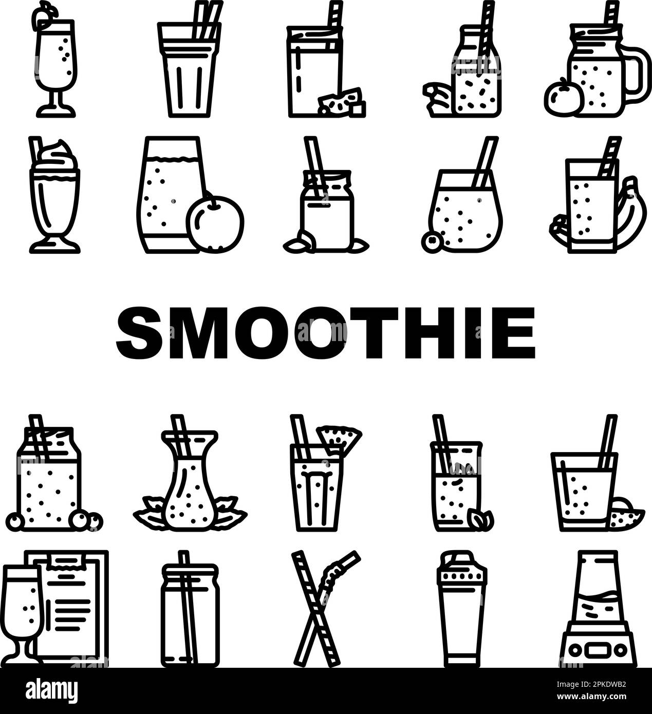 smoothie fruit juice drink icons set vector Stock Vector Image & Art ...