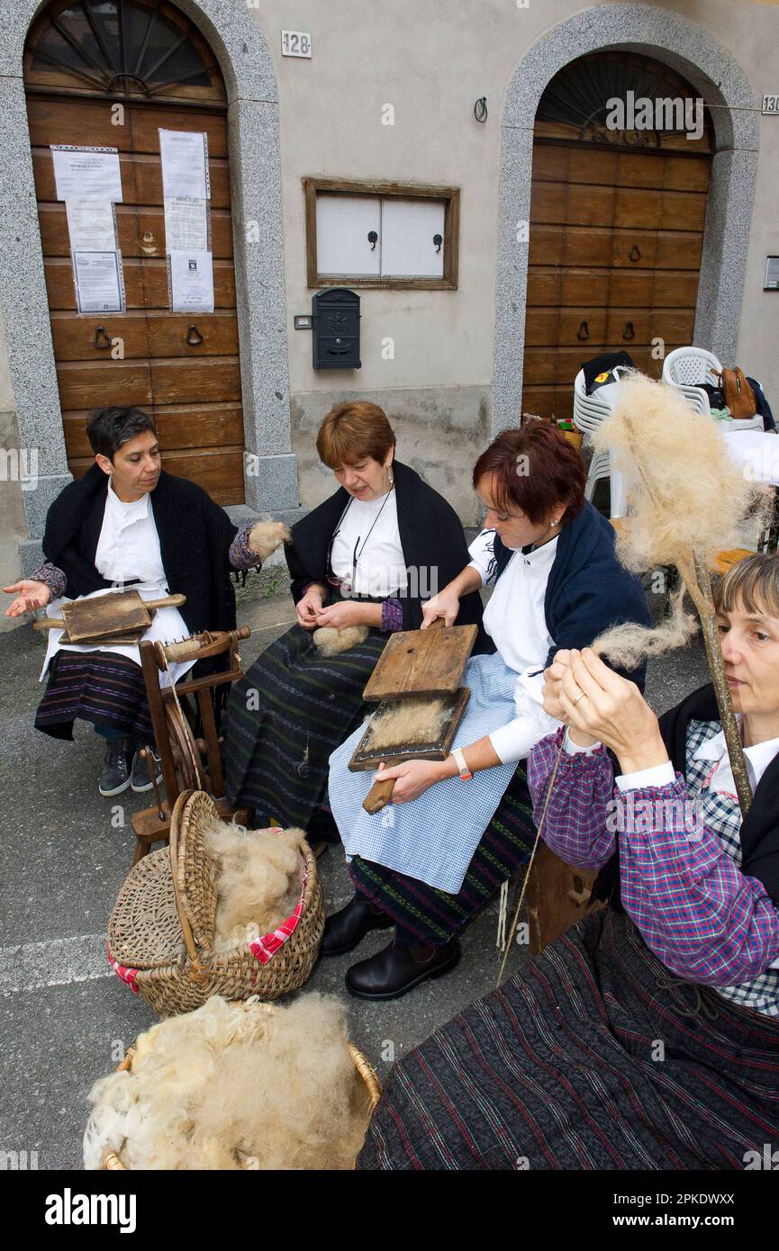 Italy, Lombardy, Brescia, Bagolino, Valsabbia. Crafts of peasant life ...