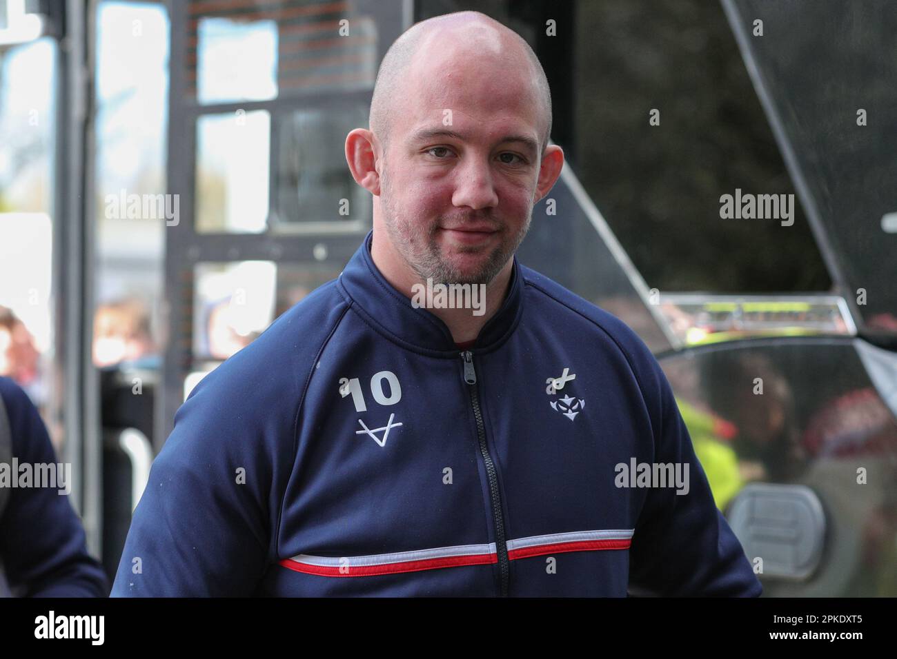 George King #10 of Hull KR arrives at The MKM Stadium ahead of the ...