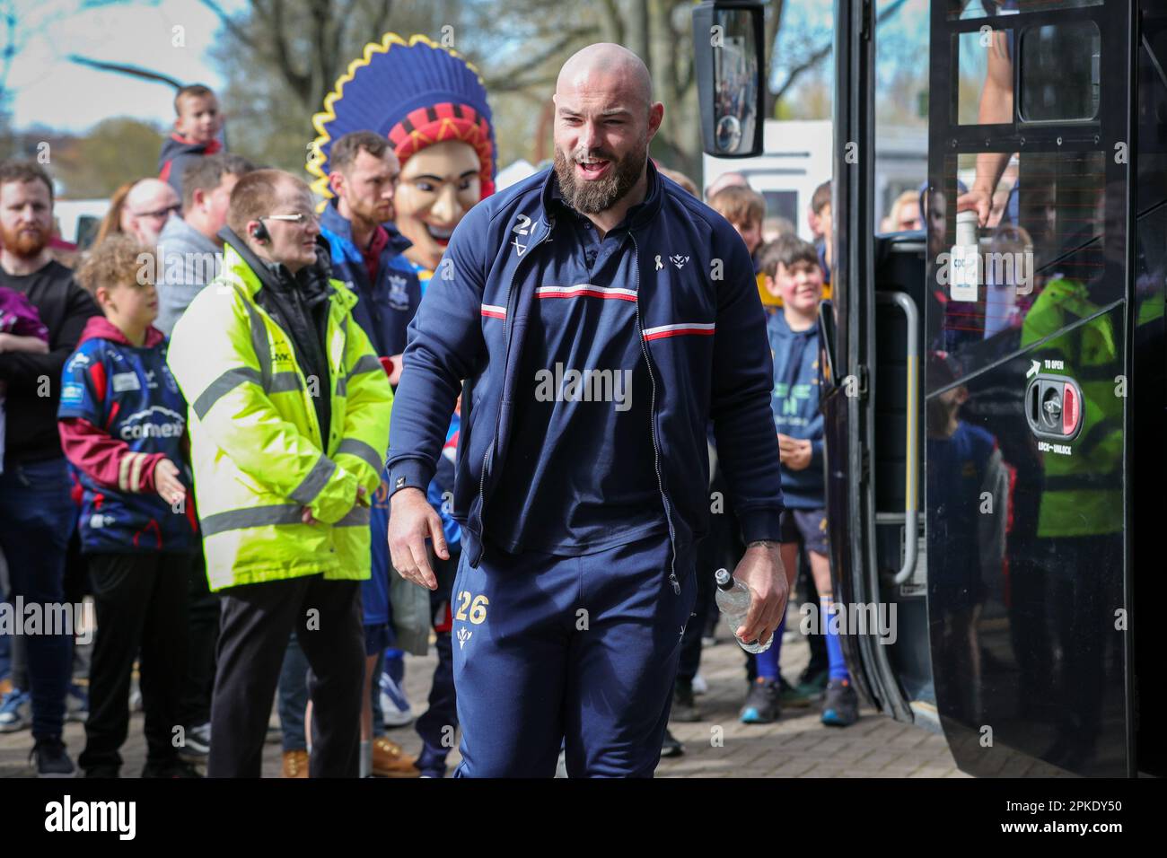 Sam Luckley #26 of Hull KR arrives at The MKM Stadium ahead of the ...
