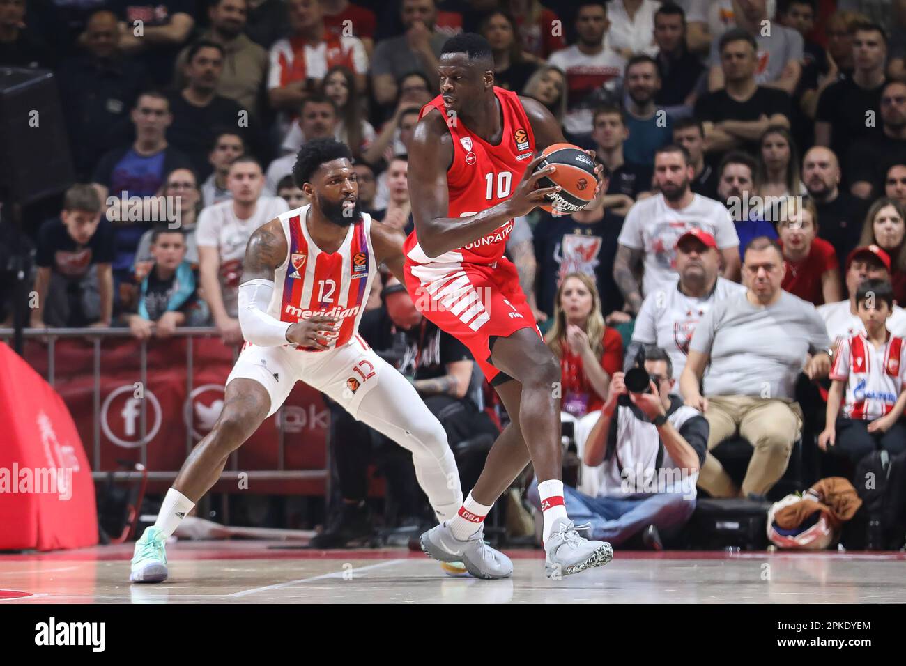 Belgrade, Serbia, 6 April 2023. Moustapha Fall of Olympiacos Piraeus ...