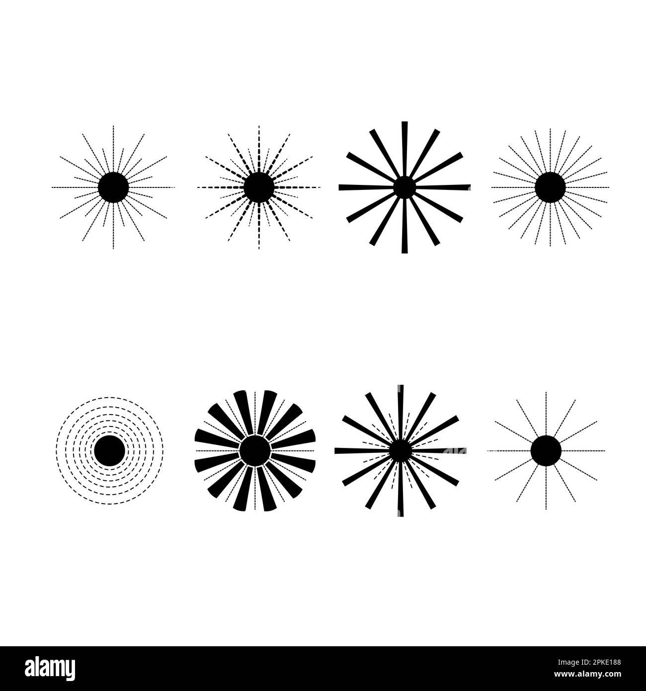 Graphic sun set different styles, Sun symbol astrological symbols ...