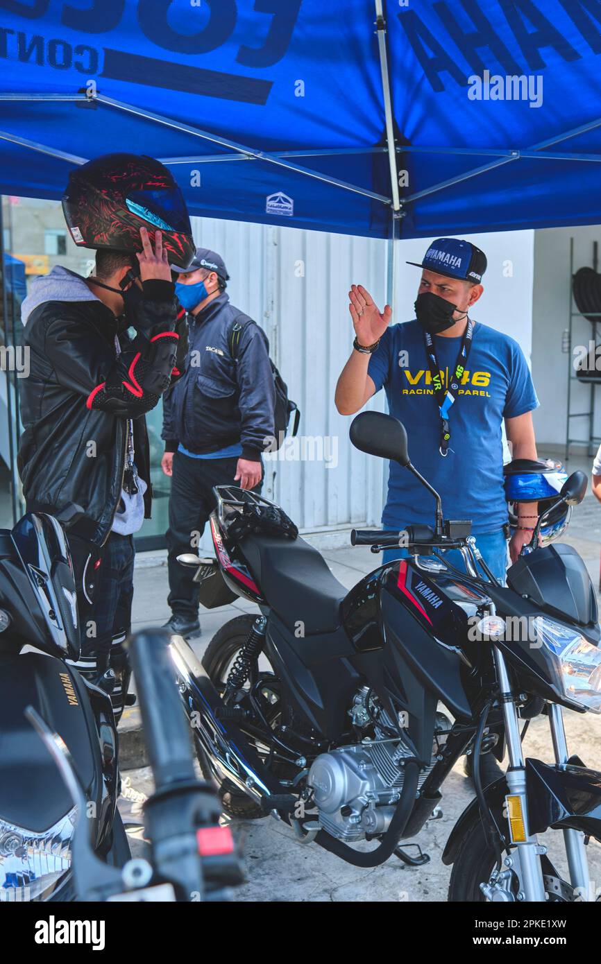 Lima, Peru. 2023. Yamaha test ride, and motorcycle driving instruction ...