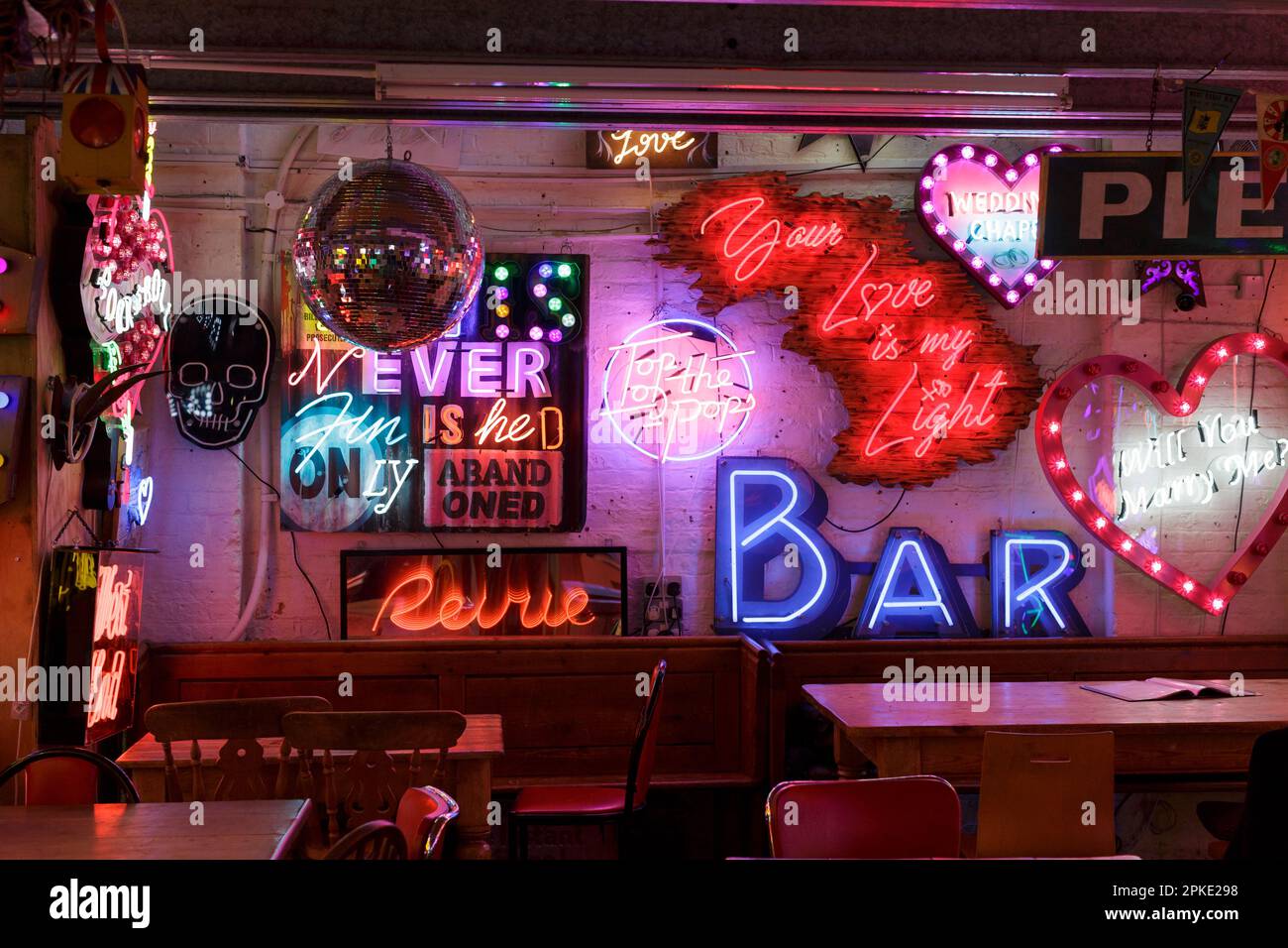 Bar at Gods Own Junkyard, London, UK Stock Photo - Alamy