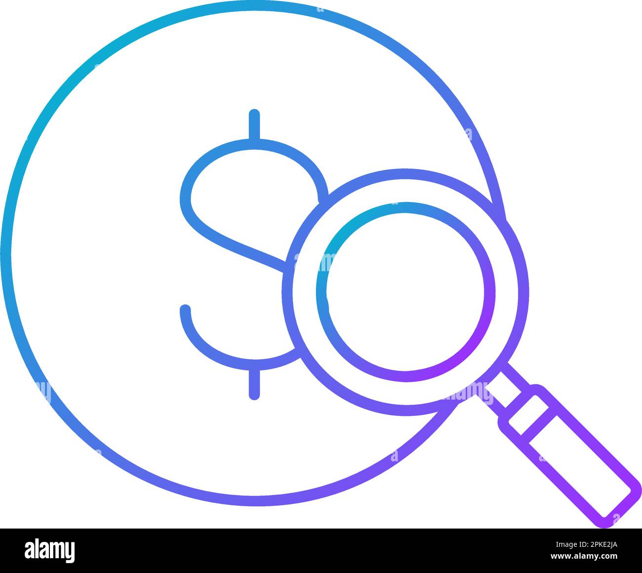 Magnifying glass with coin, money finder, money search, coin and loupe ...