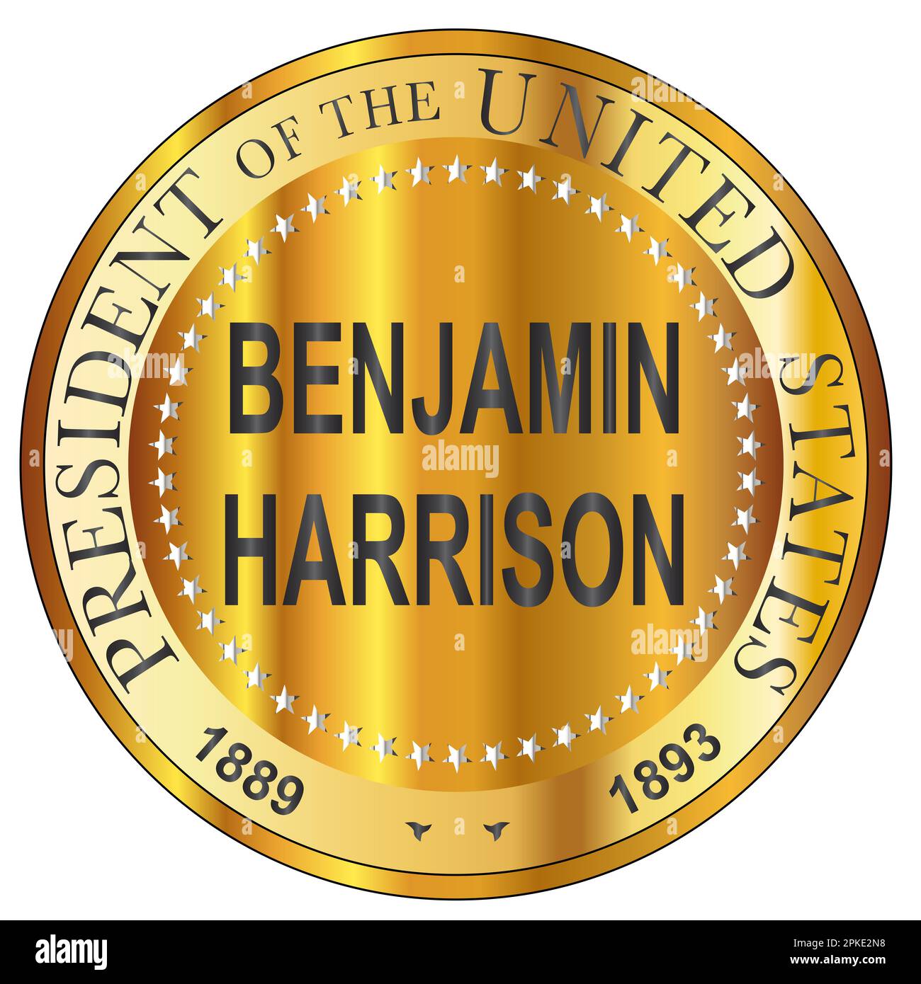 Benjamin Harrison president of the United States of America round stamp ...